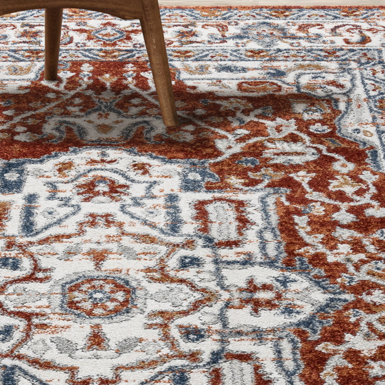 Gertmenian Imani Harlow Traditional Medallion Plush Rust/Grey/Ivory Polypropylene/Polyester Shag ...